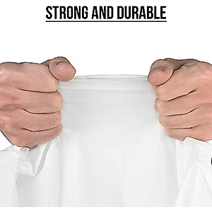 Aluf Plastics 21 Gallon 1 MIL White Drawstring Trash Bags - 28" x 34" - Pack of 45 - For Bathroom, Bedroom, Office, & Kitchen