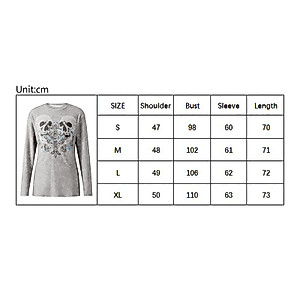 Women Goth T-Shirt Y2k Harajuku Graphic Tops Fairy Shirt for Women Long Sleeve Vintage Print Top Streetwear(A- Gray 1,S)