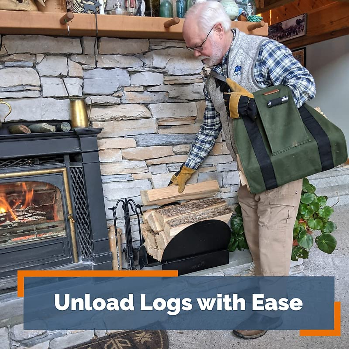 LogOX WoodOX Sling - The World's Most Ergonomic Firewood, Kindling, and Log Carrier - Designed in Vermont and Made in USA (Patented)