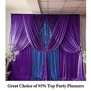 Chiffon Backdrop Curtain 29''x84'' Purple Chiffon Fabric Drapes for Wedding Ceremony 5FTx7FT Chiffon Voile Curtains 2 Panels Photography Backdrop Drapes Party Stage Backdrop (29''x84''x2pcs, Purple)