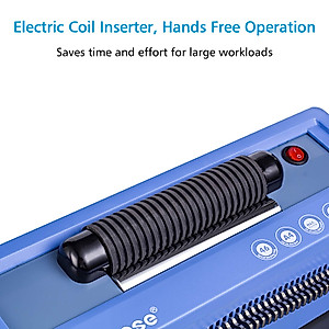 TIANSE Spiral Coil Binding Machine, Manual Book Maker Punch Binder with Electric Coil Inserter, Disengaging pins, Adjustable Side Margin, Comes with 100pcs 5/16'' Plastic Coil Binding Spines & Plier