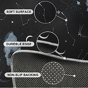 Astronomy Constellations Area Rug, Black Background Indoor Non Slip Kids Rugs, Low Pile Foldable Home Decor Carpet for Living Room Bedroom Children's Room Dormitory Floor Mat - 2 ft x 3 ft