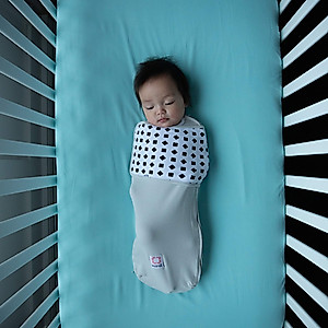 Nanit Breathing Wear Starter Pack – 100% Cotton Swaddle & Breathing Band, Works Pro Baby Monitor to Track Breathing Motion, Like Your Hand On Their Heart from Anywhere, Small, Pebble Grey