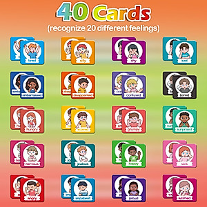 Aizweb Feelings Emotions Match Game,Memory Game,Social Emotional Learning Activities,Toddler Baby Flash Cards,Calm Down Corner Supplies,Educational Toys for Pre K Preschool Kindergarten Autism ADHD