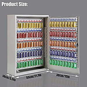 200 Position Adjustable Key Cabinet Lock Box Wall Mounted Stainless Steel Key Organizer with Hooks and Markable Key Number Plate (Color : Silver, Size : 200)