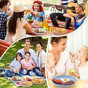 Dwrttow 12 Pack Wheat Straw Plates,9 Inch Lightweight Straw Plates,Plastic Plates Reusable,Unbreakable Deep Dinner Plates,Perfect for Dinner Dishes,BPA free & Eco-Friendly,Dishwasher & Microwave Safe