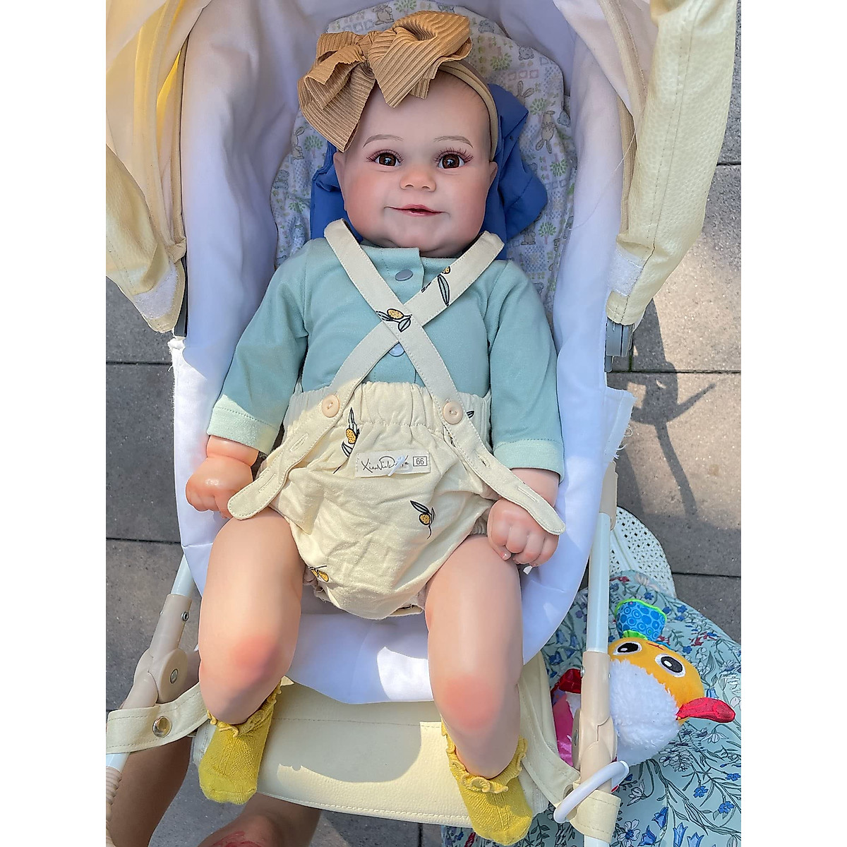 Angelbaby Big Reborn Toddler Baby Doll Girl, 24inch Realistic Look Soft Silicone Newborn Dolls Lifelike Happy Bebe Without Hair Weighted Cuddy Toys for Kids Gifts