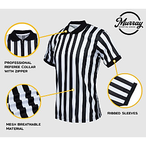 Murray Sporting Goods Collared Referee Shirt | Men’s Official Short Sleeve Pro-Style Collar Officiating Referee Shirt for Football, Basketball, Wrestling & Volleyball (Medium)