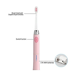 SONICETY Electric Toothbrush HI-503 (Value Pack Includes 3 Brushheads) (Pink)