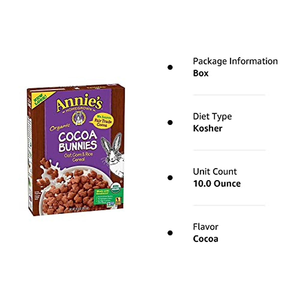 Annie's Organic Cocoa Bunnies Breakfast Cereal, 10 oz