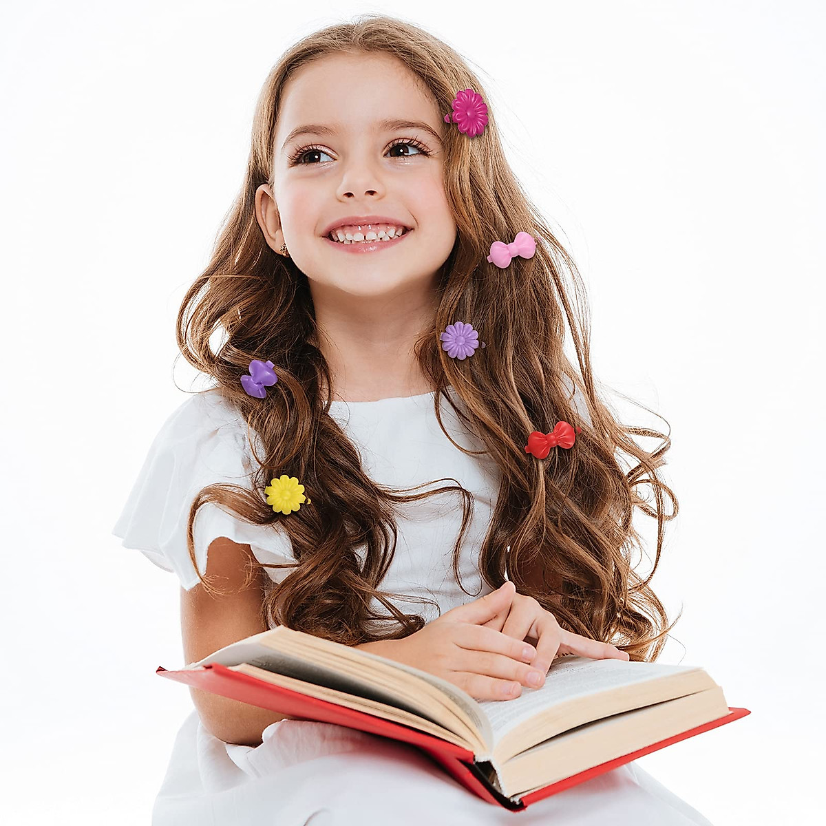 Janinka 72 Pieces Plastic Self Hinged Barrettes: Colorful 80s 90s Cartoon Hairpins and Clips for Girls and Toddlers (Multicolor, Delicate)