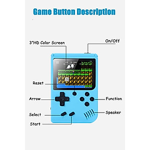 Retro Handheld Game Console with Protector Case, 400 Free Classical FC Games Support for Connecting TV & Two Players, Portable Video Game Gifts for Adults & Kids 8-12 90s Retro Toys (Blue)
