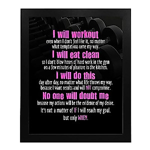 I Will Workout & Eat Clean - MotivationaL Exercise Quotes Wall Art, Inspirational Fitness Art Print Sign, Ideal Positive Decor for Home Decor, Gym Decor, Weight & Locker Room Decor. Unframed- 11x14"