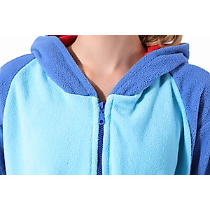 MEILIS womens Stitch Zip Up Animal Pyjamas One Piece Sleepwear Costume Cartoon JumpSuit, Blue Stitch, X-Large