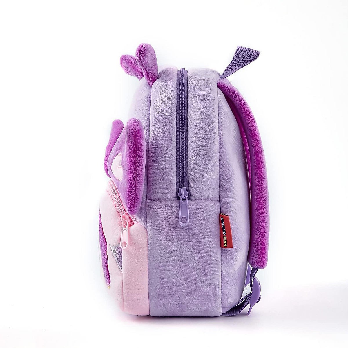 NICE CHOICE Cute Toddler Backpack Toddler Bag Plush Animal Cartoon Mini Travel Bag for Baby Girl Boy 2-6 Years(Purple Butterfly)
