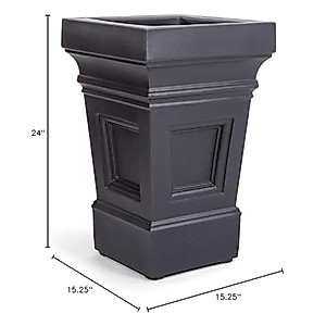 Step2 Atherton Planter Box – Onyx Black Indoor or Outdoor Planter – Customizable Self-Watering Feature – Durable, Low Maintenance Construction – Fully Assembled