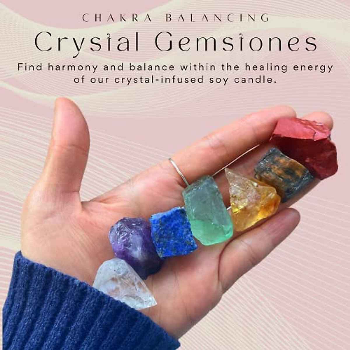 Crystal Candle, Chakra Candle, Spiritual Candle, Intentional Meditation Candles, Candles with Crystals Inside, Manifestation Candle, Healing Stones Crystal Candles, Real Crystal Healing Candle