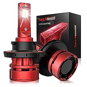 Torchbeam T2 H13/9008 LED Bulbs Kit, 16000 Lumens 6500K Super Bright Replacement Bulbs, 400% Brightness Plug and Play with Fan 50,000 Hours Lifespan, Pack of 2