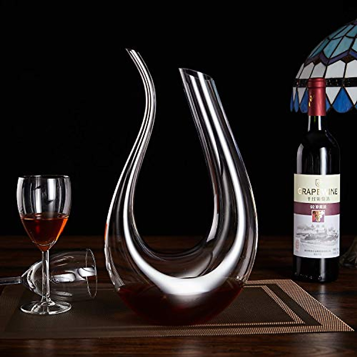 VASFFG Wine Decanter,U-shaped design can provide powerful ventilation effect. Use lead-free crystal glass, hand-blown red wine Decanter/carafe