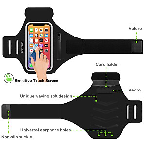 Phone Holder for Running, Karvense Phone Arm Bands for Running Exercise Workout Jogging, for iPhone SE/13 mini/12 mini/11 Pro/8/7/6s, Samsung Galaxy, up to 5.4'', Cell Phone Armband with Zipper Pocket