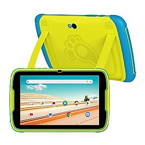 PRITOM 8 inch Kids Tablet, Android 13, 4GB RAM, 64GB ROM,Parental Control, Kids app, Quad Core Processor, 1280 * 800HD IPS Screen, Dual Camera, 2.4G&5G Wifi6, with Durable Stand(Yellow)