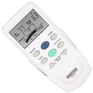 Anderic Replacement FAN-9T with REVERSE key Thermostatic Remote Control for Hampton Bay Ceiling Fans - FAN9T (FCC ID: L3HFAN9T, PN: FAN9TR, Works receiver FAN10R, FAN-10R)