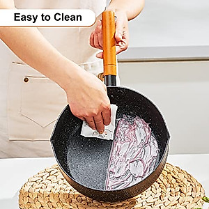 FNT Frying Pans Nonstick with Lid, 9in Non stick Frying Pans, Deep Frying Pan with Stainless Steel Base for Stovetop, Frying Pans Nonstick with Heat Resistant Handle, Skillets Nonstick with Lids Black