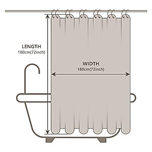 EurCross Waterproof Brown Plastic Shower Curtain with 5 Bottom Magnets, 4G Clear PEVA Shower Curtain Liner for Bathroom 72x72 inches