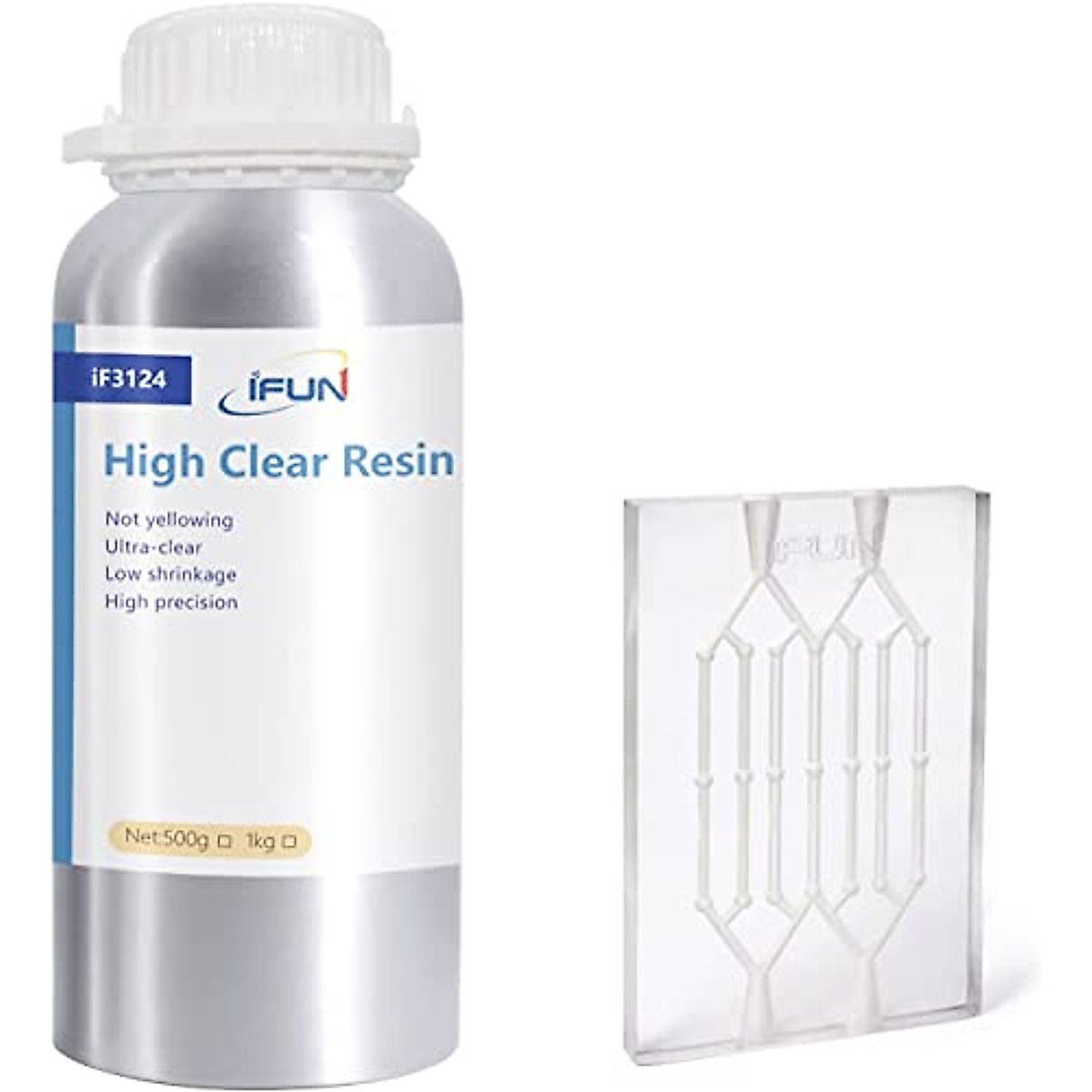 IFUN High Clear Resin 3D Printer 405nm UV-Curing Photopolymer Resin for LCD DLP 3D Printing 500G