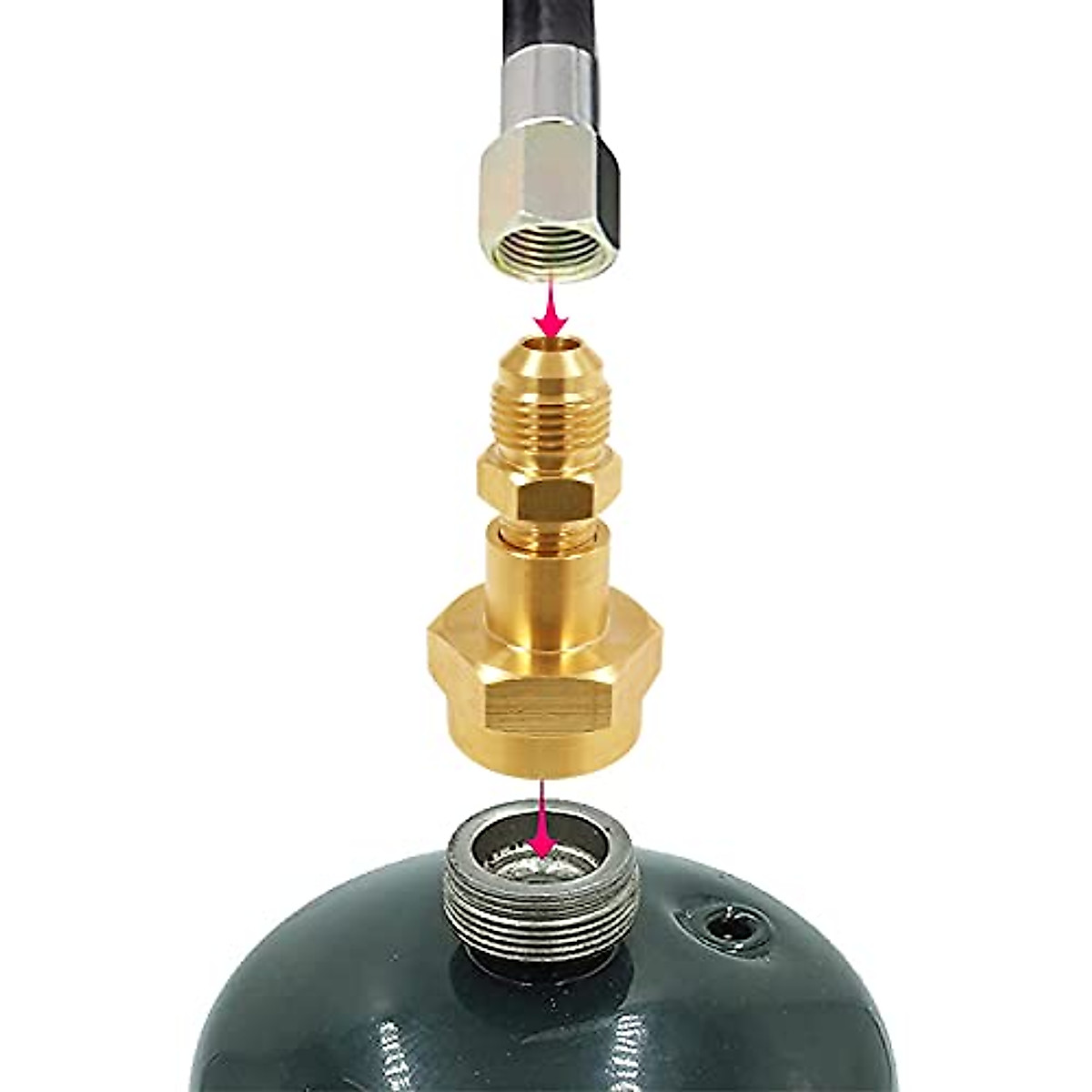 MENSI Brass Adapter with 3/8" Male Flare Thread Hook Up High Pressure Extension Hose with 3/8" Female Flare for Mapp Gas, 1LB Propane Tank for Torch, Grill
