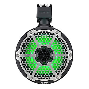 DS18 NXL-X8TPNEO/BK 8" Neodymium Marine Towers with Built-in Passive Radiator, 1" Driver and RGB LED Lights - High Performance, Marine Grade IP65 Rated, 550W Max 180W RMS 4 Ohms (Pair)