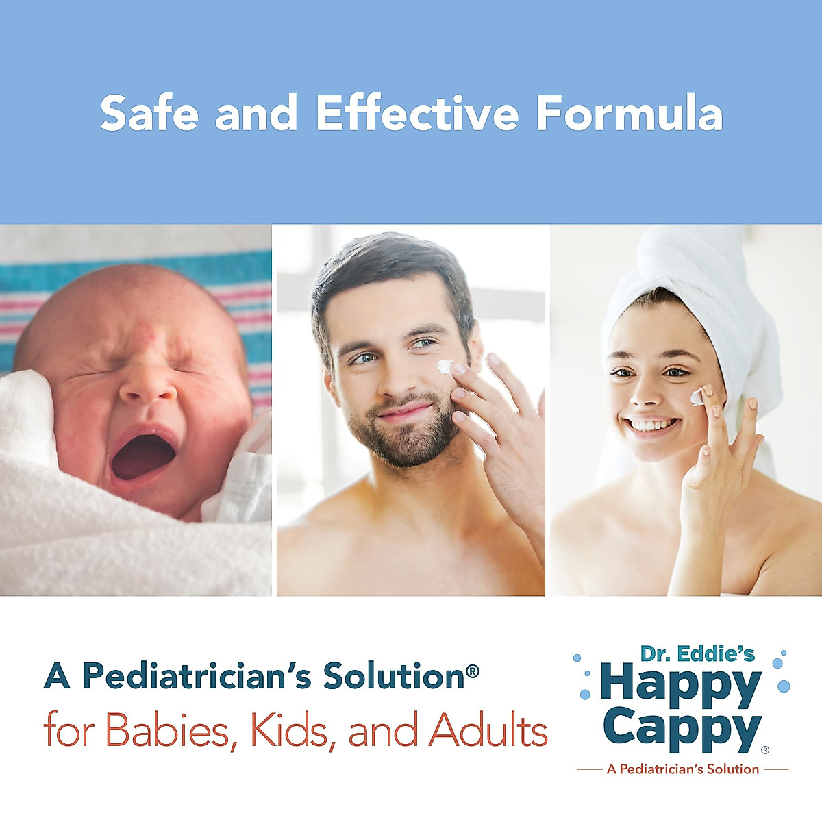 Happy Cappy Dr. Eddie's Moisturizing Cream - Baby Eczema Cream, Eczema Lotion for Kids, Pediatrician-Formulated, Gentle, Paraben Free, Hypoallergenic, Sulfate Free, Soothes Dry Skin - 6 Fl Oz