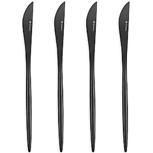 KEAWELL Mia 4-Piece 8.7" Dinner Knives, Stainless Steel, Matte Finish Resists Fingerprints, Sturdy and Sleek Design (Matte Black)