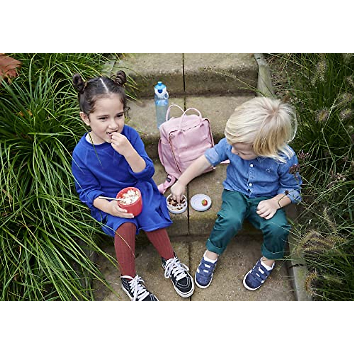 Mepal, Lunchpot Mini with 2 Interchangeable Lids, a Detachable Small Storage Container for Nuts or Fruit, Portable, BPA Free, Nordic Denim, 3.6 inch Diameter, 1 Count
