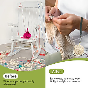 WOODOUNAI Portable Yarn Holder with Wrist Strap - Ultimate Yarn Organizer with Wrist Strap & Wooden Stand - Prevents Tangling for Effortless Crocheting and Knitting On-The-Go (Green)