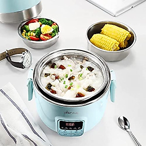 Bear DFH-B20J1 Smart Self Heated Lunch Box, Mini Hot Pot, Leakproof Plug-in Lunch Box with Keep Warm Function, Blue, 2L