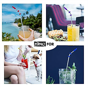 Reusable Stainless Steel Straws -(10 Pack) with Silicone Tips, Cleaning Brushes and Storage Pouch - 10.5, 8.5 inch Reuse Straight and Curved Metal Drinking Straws