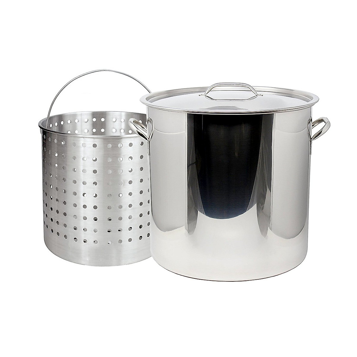 Ballington 13-Gal 16" Stainless Steel Stock Pot w Deep Steamer/Boil Basket & Lid