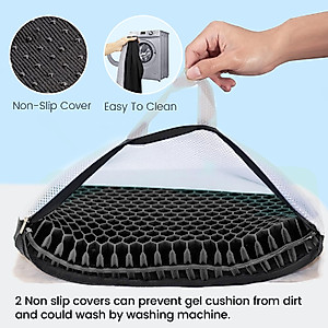 XSIUYU Gel Seat Cushion for Long Sitting - Back, Hip, Tailbone Pain Relief Cushion - Gel Seat Cushion for Office Chair, Cars - Egg Seat Gel Cushion for Wheelchair Pressure Relief Black