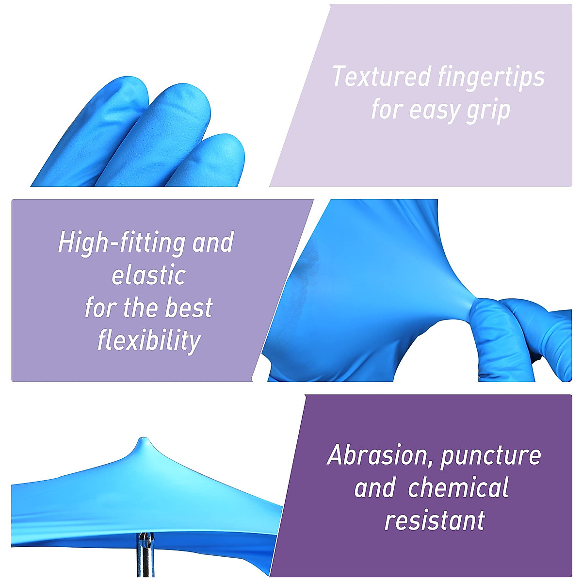 OMELAW Nitrile gloves Large Blue, Pack of 100, Latex Free Powder Free Glove Ambidextrous, Ultra-Strong, Non-Sterile Food Safe