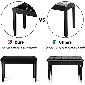 GOFLAME Duet Piano Bench, Black, PU Leather, Solid Wood Construction, Hidden Music Storage, 360 lbs Load Capacity, 29.5" x 14" x 19.5"