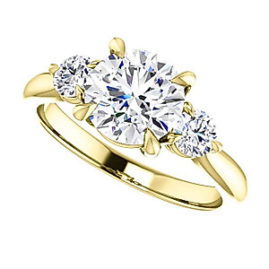 10K Solid Yellow Gold Handmade Engagement Ring 1.50 CT Round Cut Moissanite Diamond Solitaire Wedding/Bridal Ring Set for Women/Her, Surprise Ring Gifts for Her