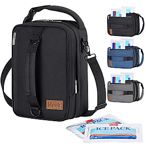 Lifewit Expandable Lunch Box for Men, Insulated Lunch Bag, Portable Cooler Bag with Shoulder Straps and 2 Ice Packs for Men Women Adult for Work College Travel, 6.5L 12 Cans Black