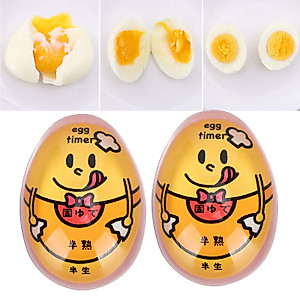 Egg Timer for Boiling Eggs, 2pcs Sensitive Hard & Soft Boiled Egg Timer Color Changing Indicator Reusable Egg Timer for Boiling Eggs