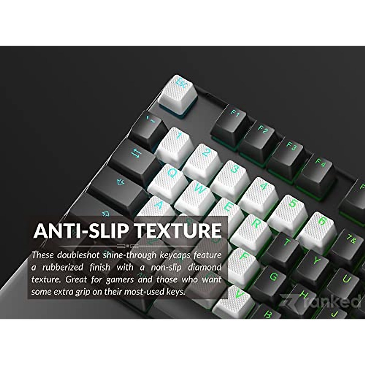 Ranked Rubber Keycap Set | Double Shot Translucent | OEM Profile for Mechanical Gaming Keyboard (White, 23 Keys)