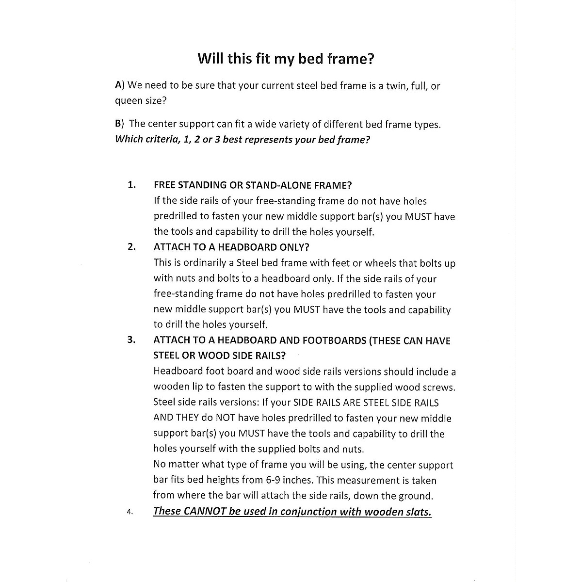 W. Silver Products Heavy Duty Steel Bed Slat, Bed Frame Center Support System, Adjustable Height/Width for Twin, Full and Queen, Universal, Prevents Mattresses and Box Springs from Sagging (1 Pack)