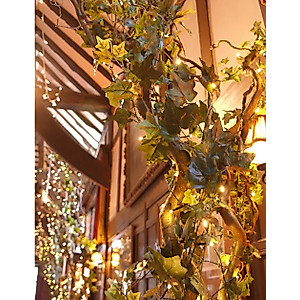 Flojery 78Ft 12pcs Silk Artificial Ivy Vine Hanging Leaves Plant Greenery Decor Party Home Garden Wedding Wall Decor (Green)