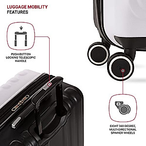 SwissGear 8028 Hardside Expandable Spinner Luggage, Black/White, Checked-Large 28-Inch