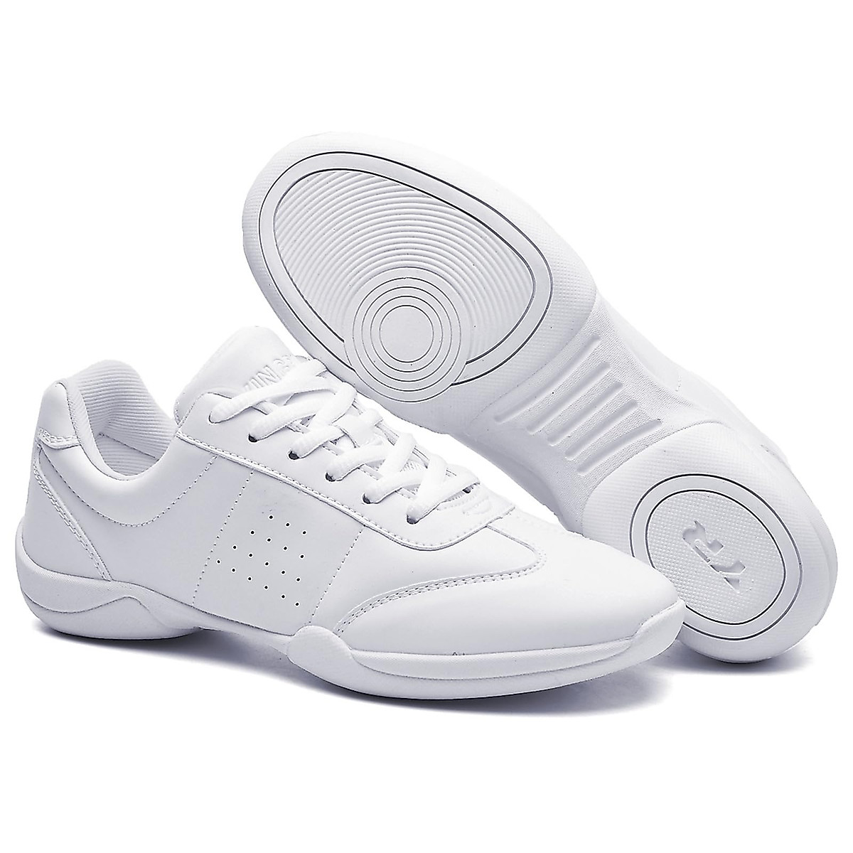 DADAWEN Adult & Youth White Cheerleading Shoe Athletic Sport Dance Shoes Training Competition Tennis Sneakers Cheer Shoes White US Size 5 M Big Kid