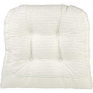 Klear Vu Gripper Overstuffed Universal Non-Slip Dining Chair Cushions for Kitchen Decor or Office Use, U-Shaped Skid-Proof Seat Pad, 17x17 Inches, 2 Count (Pack of 1), Solid Ivory